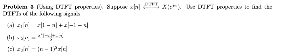 Solved Problem 3 (Using DTFT properties). Suppose e[n] DTFT, | Chegg.com