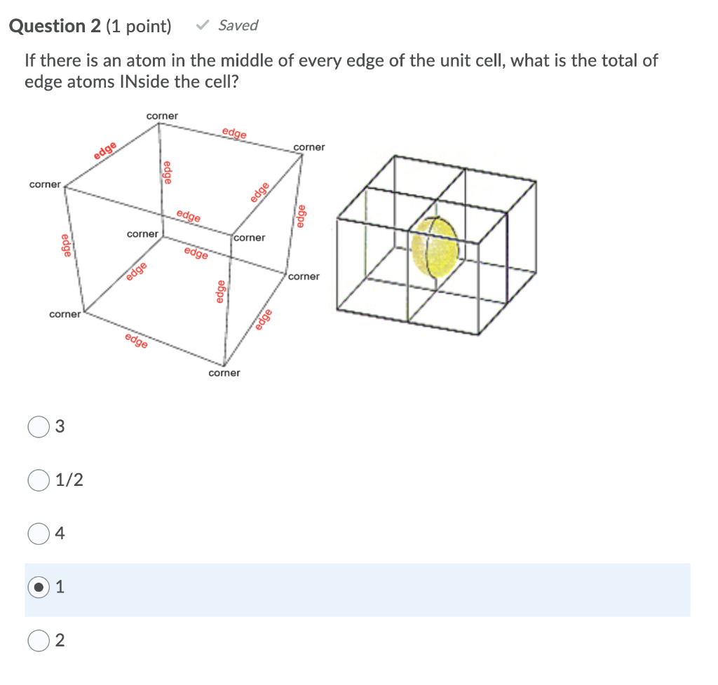 Solved Question 1 (1 point) Saved If there is an atom at the | Chegg.com
