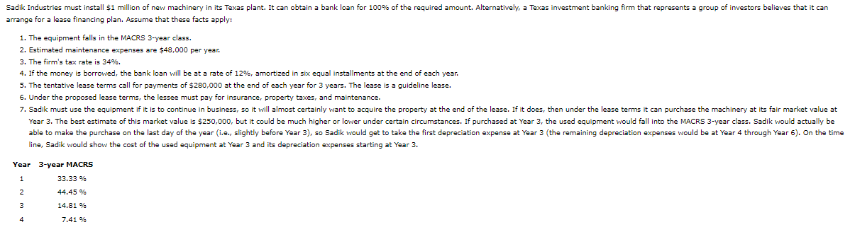 Solved arrange for a lease financing plan. Assume that these | Chegg.com