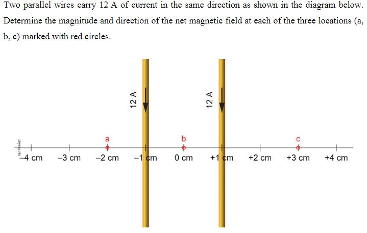 Solved Two parallel wires carry 12 A of current in the same | Chegg.com