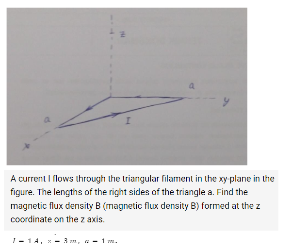Solved A current I flows through the triangular filament in | Chegg.com