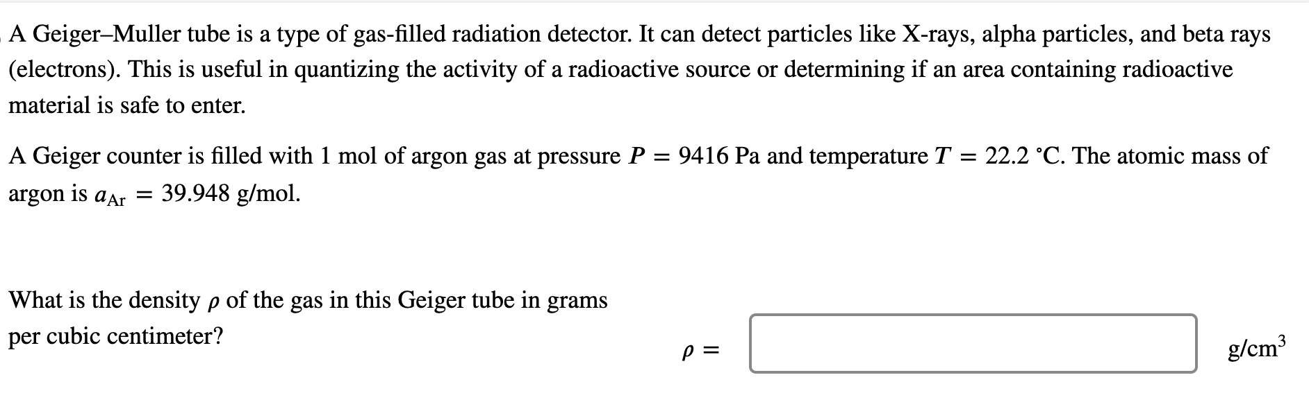Solved A Geiger-Muller tube is a type of gas-filled | Chegg.com