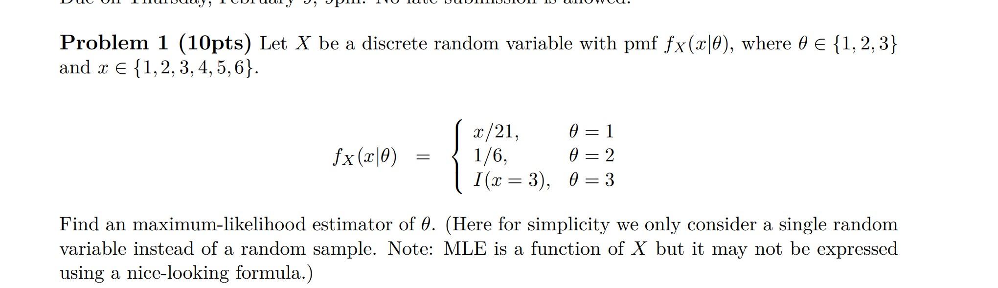 Solved Problem 1 (10pts) Let X be a discrete random variable | Chegg.com