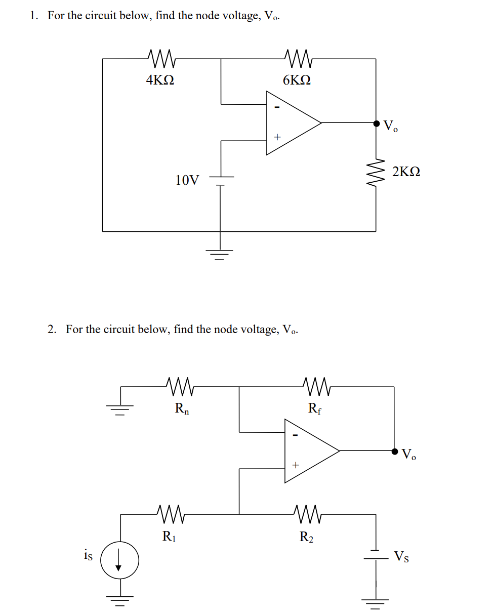 Solved 1. For the circuit below, find the node voltage, Vo. | Chegg.com