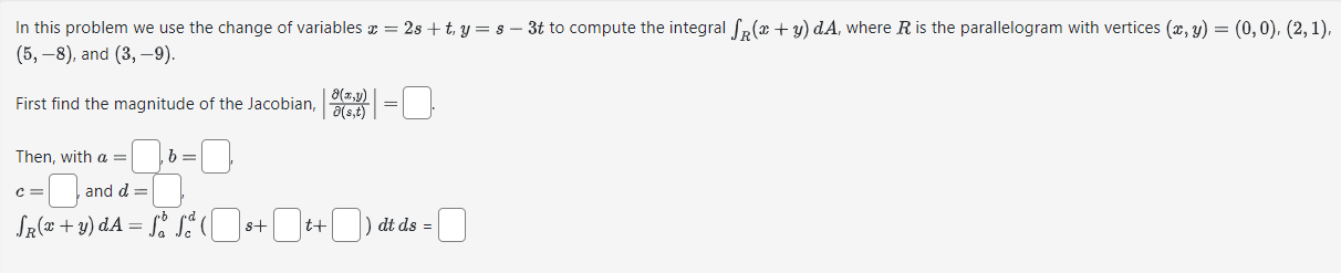 Solved In this problem we use the change of variables | Chegg.com