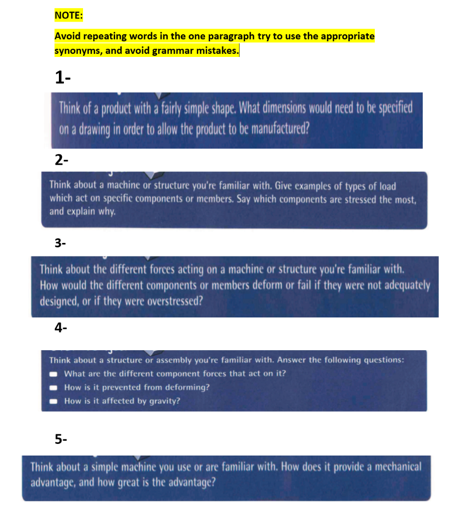 Solved NOTE: Avoid repeating words in the one paragraph try | Chegg.com