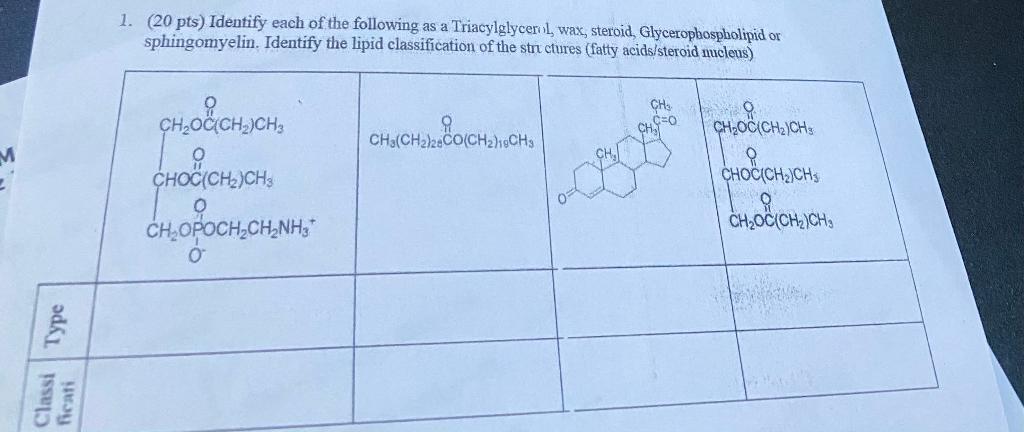 Solved 1. (20 pts) Identify each of the following as a | Chegg.com