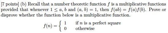 Solved [7 points] (b) Recall that a number theoretic | Chegg.com