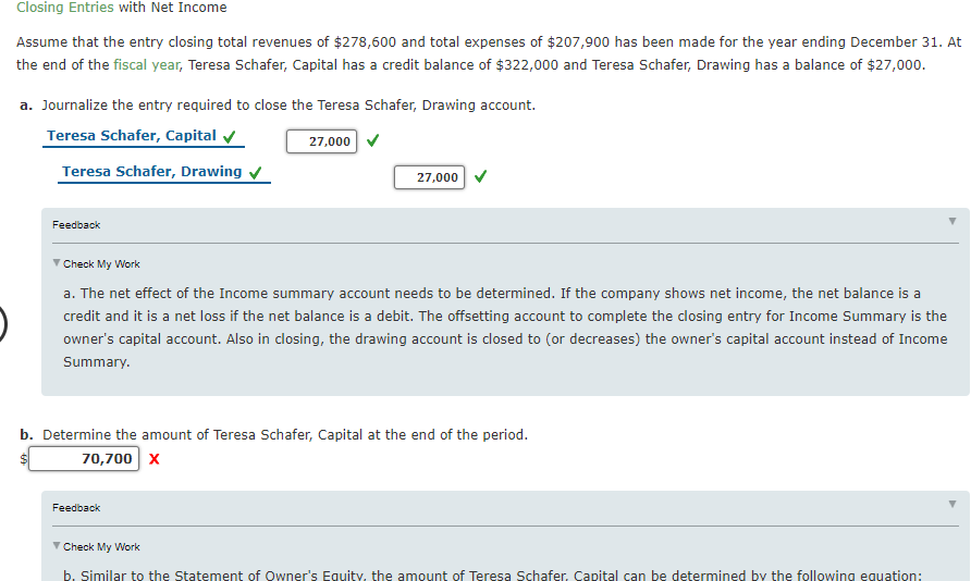 Solved Closing Entries with Net Income Assume that the entry | Chegg.com