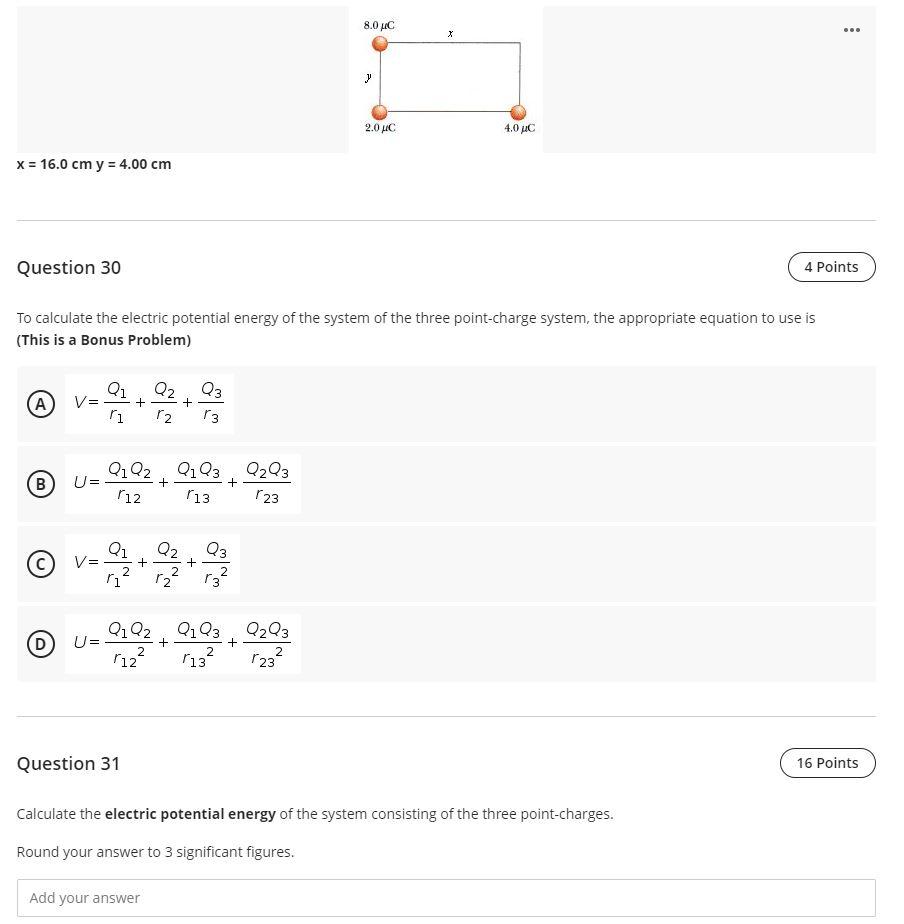 Solved Calculate the electric potential energy of the system | Chegg.com