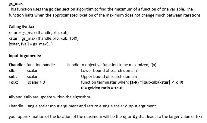 MATLAB help! A one-dimensional optimization method | Chegg.com