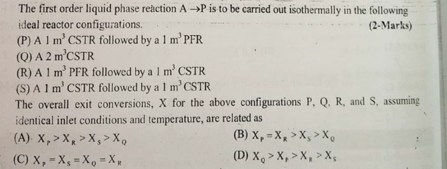 Solved The first order liquid phase reaction A → is to be | Chegg.com