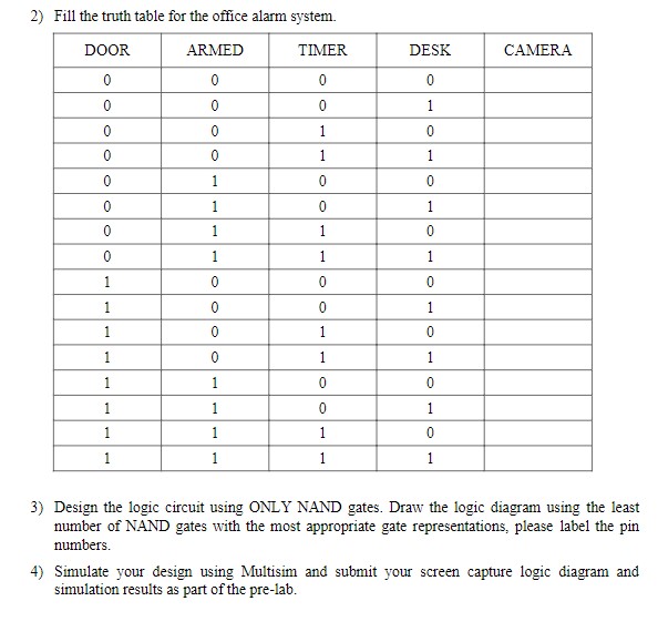 Solved Design an office alarm system with a circuit that | Chegg.com