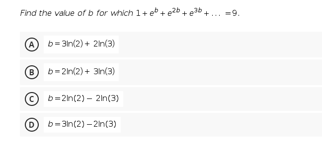 Solved Find the value of b for which 1+ b + e2b + e3b + ... | Chegg.com