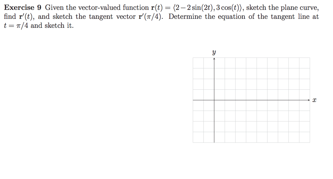 Solved Exercise 9 Given the vector-valued function r(t) = (2 | Chegg.com