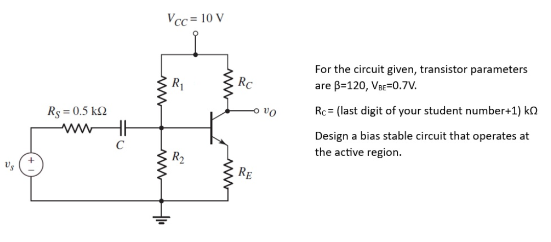 Solved For the circuit given, transistor parameters are | Chegg.com