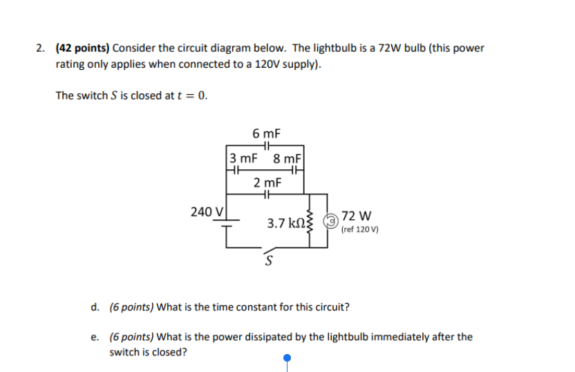 Solved 2. (42 points) Consider the circuit diagram below. | Chegg.com
