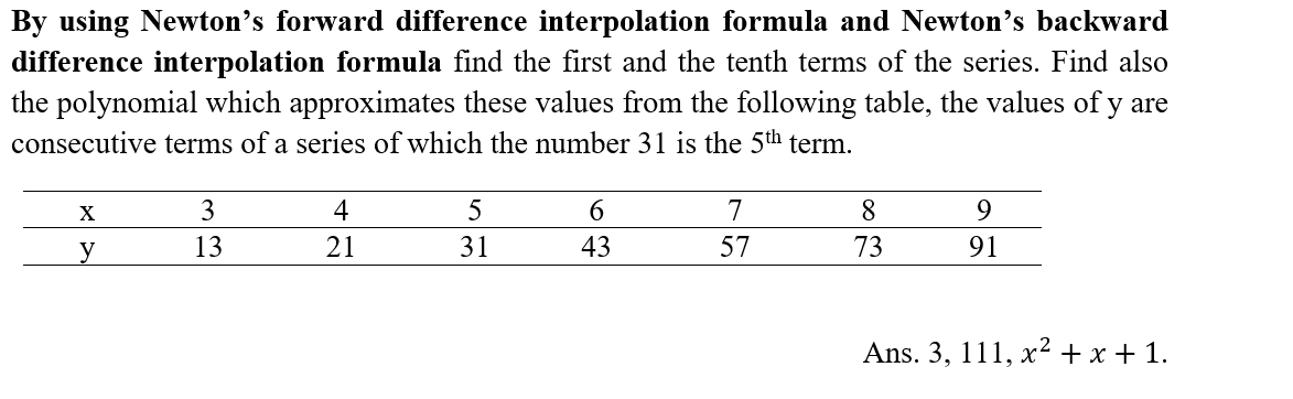 Solved By using Newton's forward difference interpolation | Chegg.com