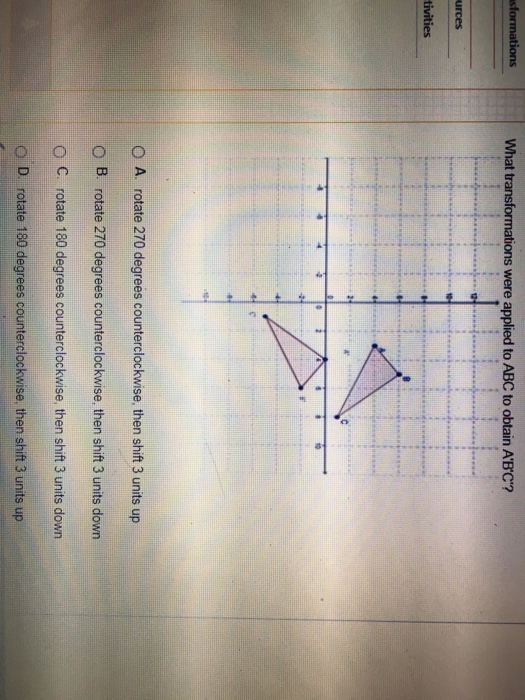 Solved What transformations were applied to ABC to obtain | Chegg.com