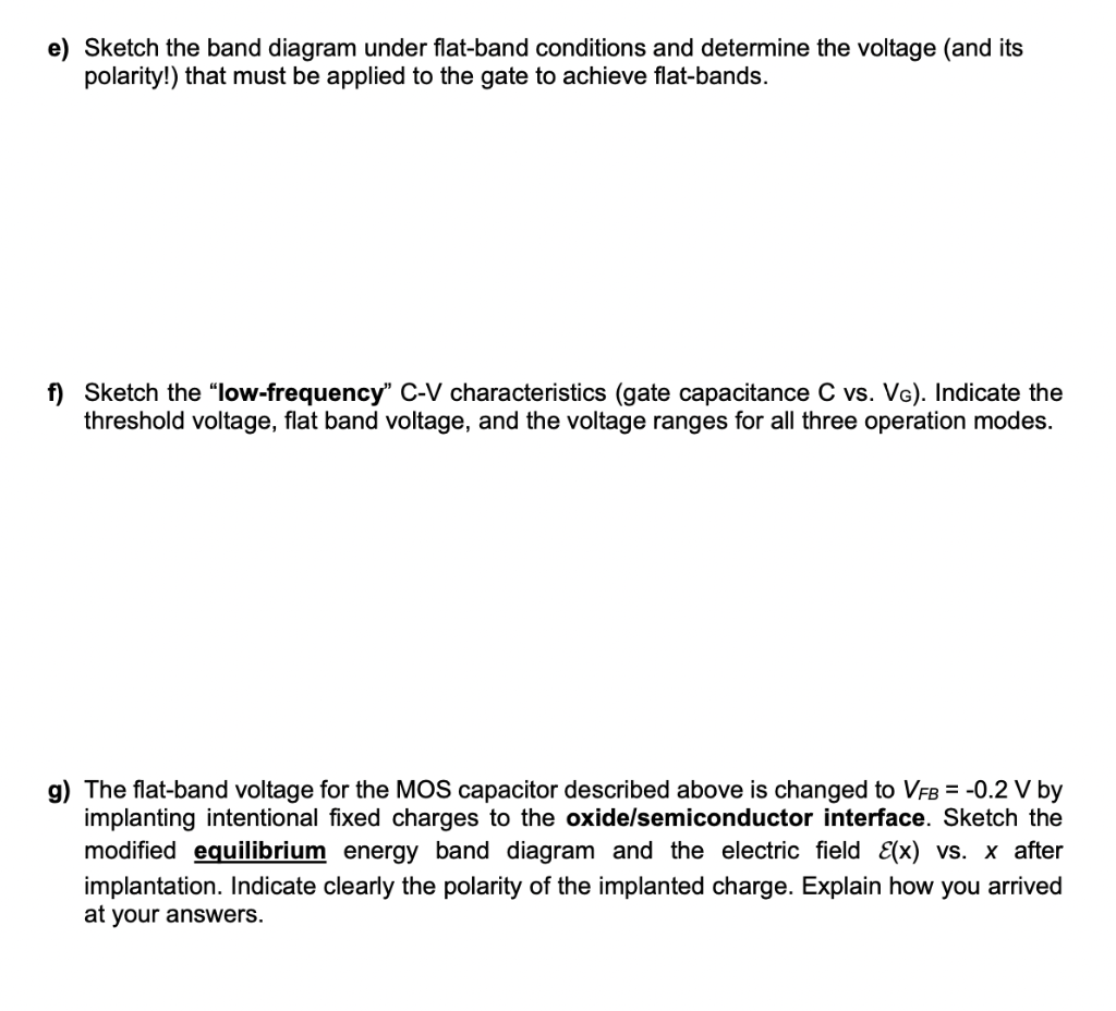Solved 6. (25pts) MOS capacitor. The energy band diagram for | Chegg.com