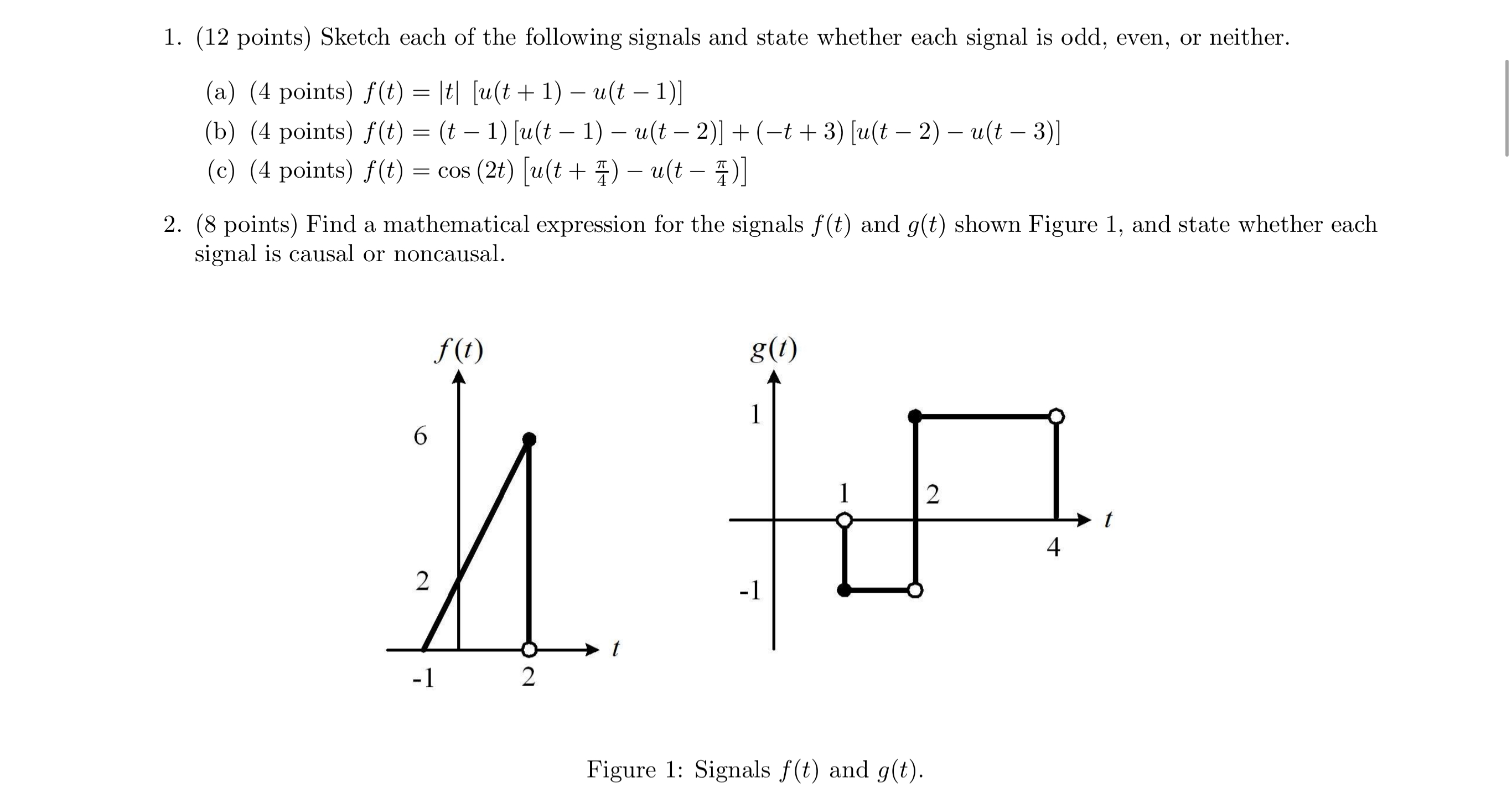 Solved 1. (12 points) Sketch each of the following signals | Chegg.com