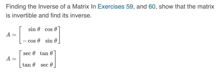 Solved Finding the Inverse of a Matrix In Exercises 59, and | Chegg.com
