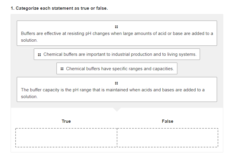 Solved 1. Categorize each statement as true or false. | Chegg.com