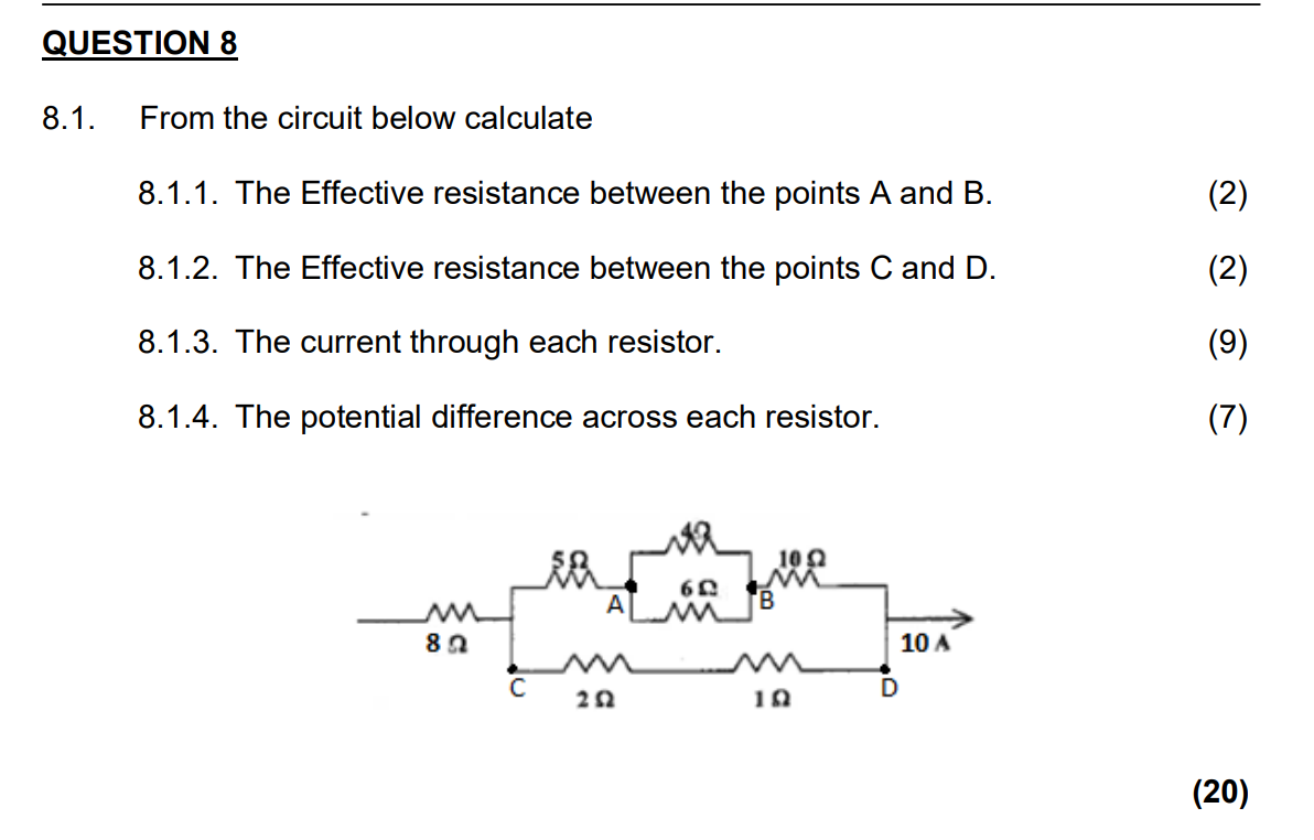 Solved 1. From the circuit below calculate 8.1.1. The | Chegg.com