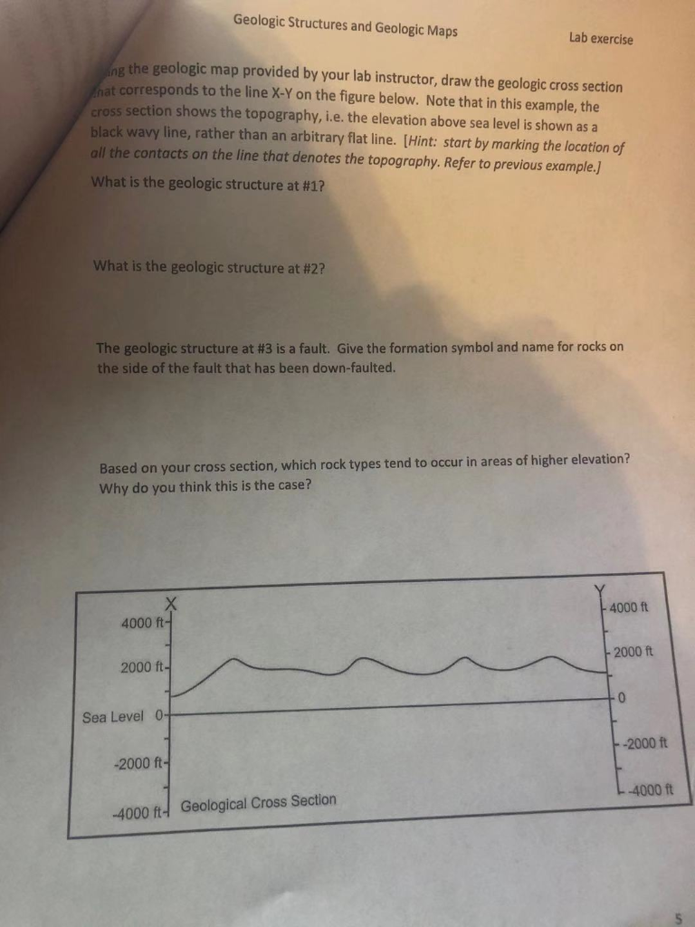 Geologic Structures and Geologic Maps Lab exercise Og | Chegg.com