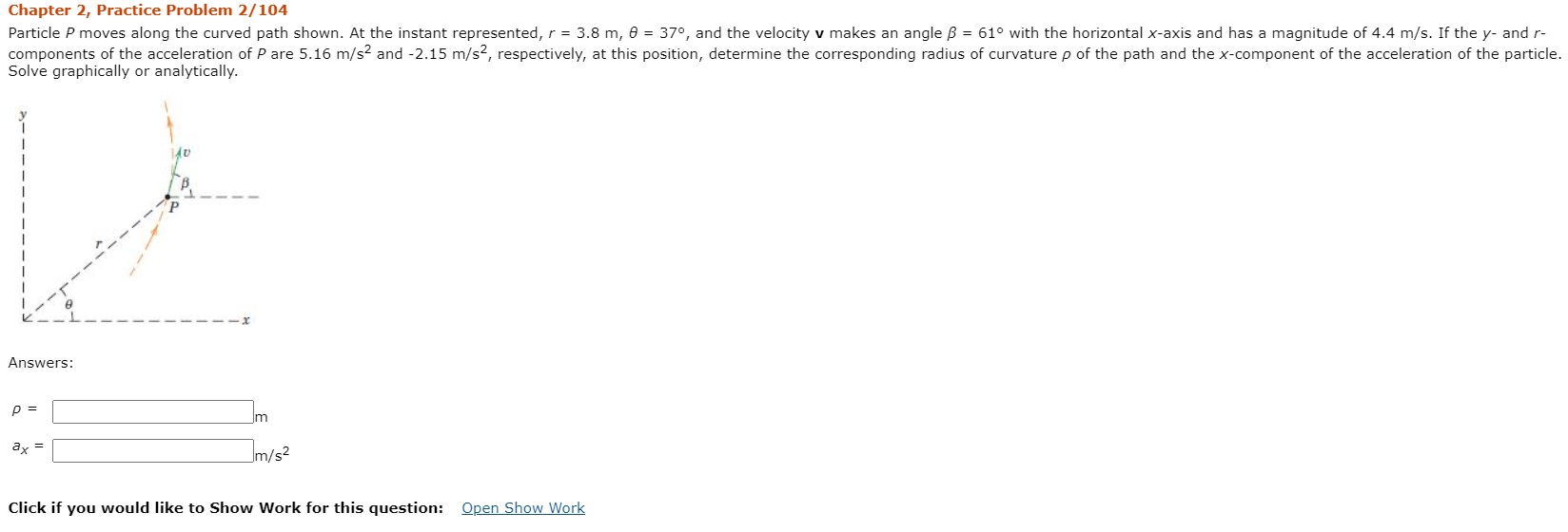 Solved Chapter 2, Practice Problem 2/104 Particle P moves | Chegg.com
