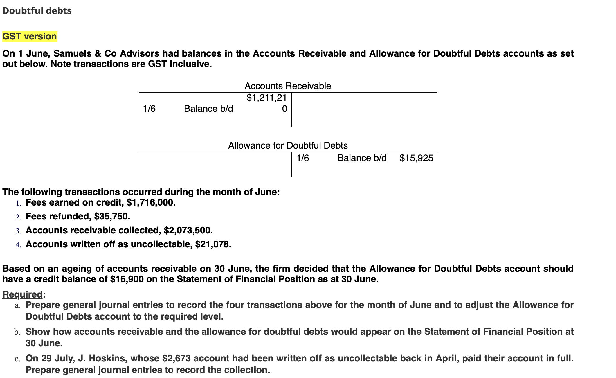 Solved (Account receivable written off as uncollectible at | Chegg.com