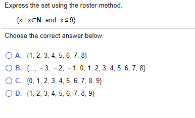Solved Express the set using the roster method. {x|XEN and | Chegg.com