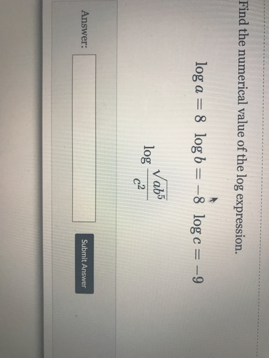Solved Find the numerical value of the log expression. log | Chegg.com