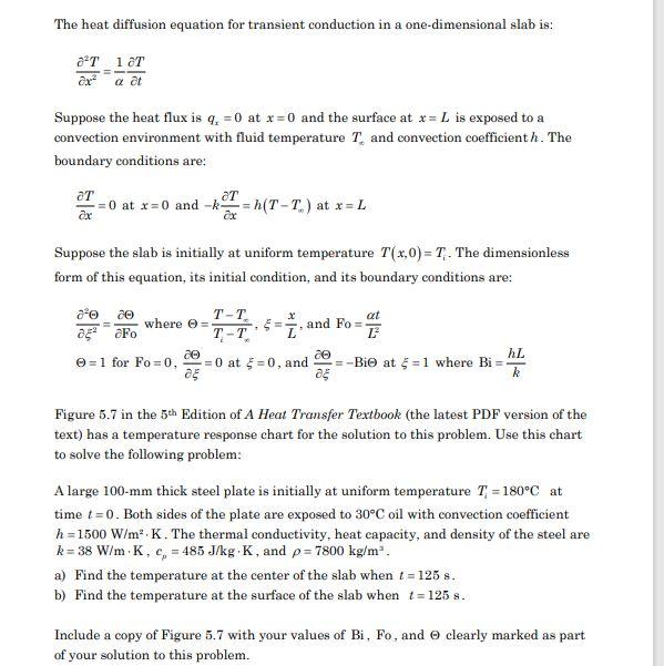 Solved The heat diffusion equation for transient conduction | Chegg.com