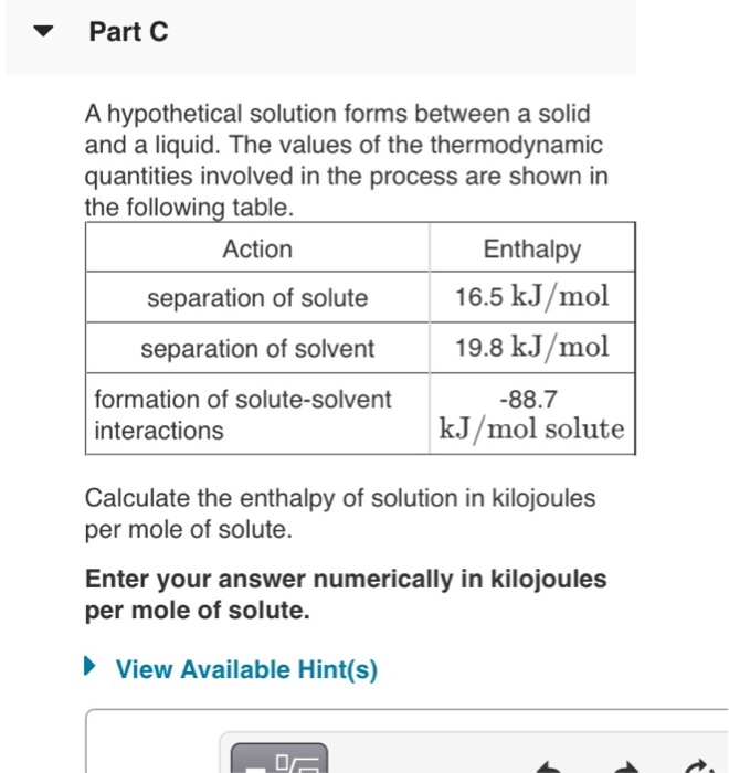Solved PartC A hypothetical solution forms between a solid | Chegg.com