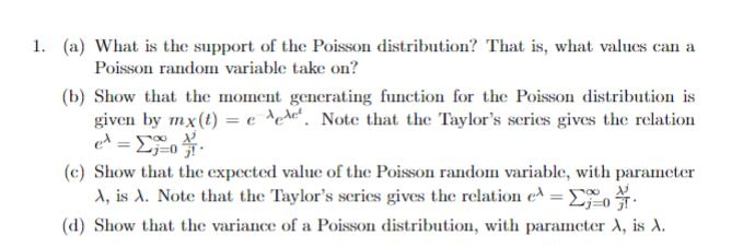 Solved 1. (a) What is the support of the Poisson | Chegg.com