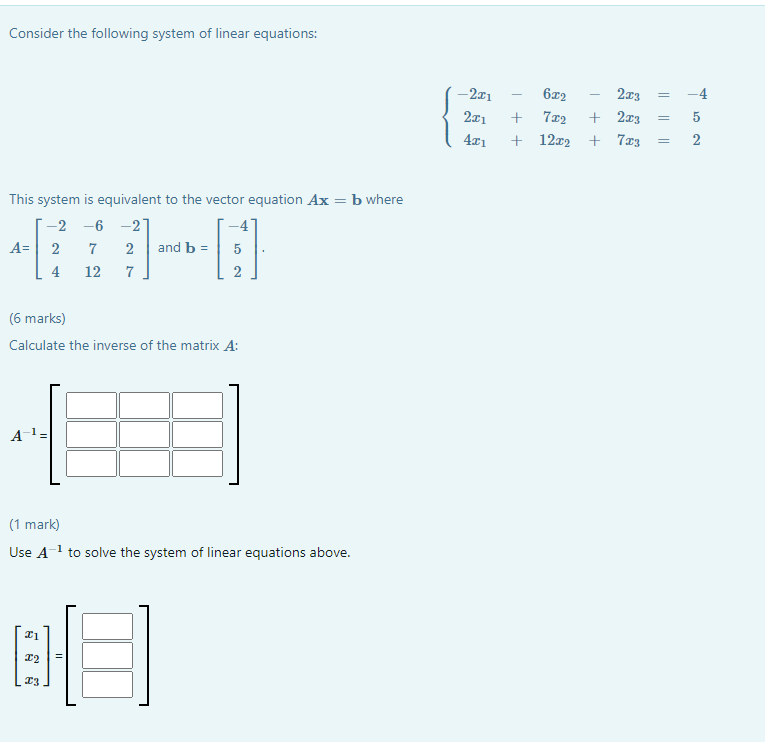 Solved Consider The Following System Of Linear Equations