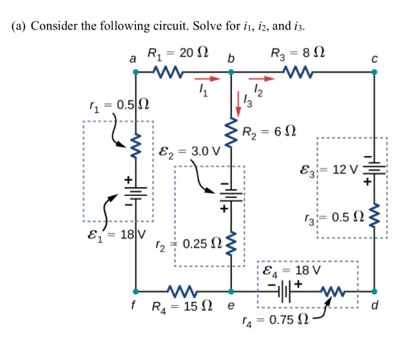 Solved (a) ﻿Consider the following circuit. Solve for i1,i2, | Chegg.com
