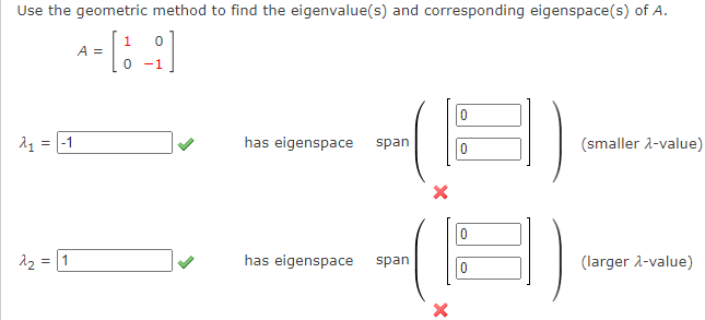 Solved Use the geometric method to find the eigenvalue(s) | Chegg.com