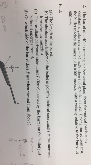 Solved 2. The barrel of a rifle is rotating in a horizontal | Chegg.com