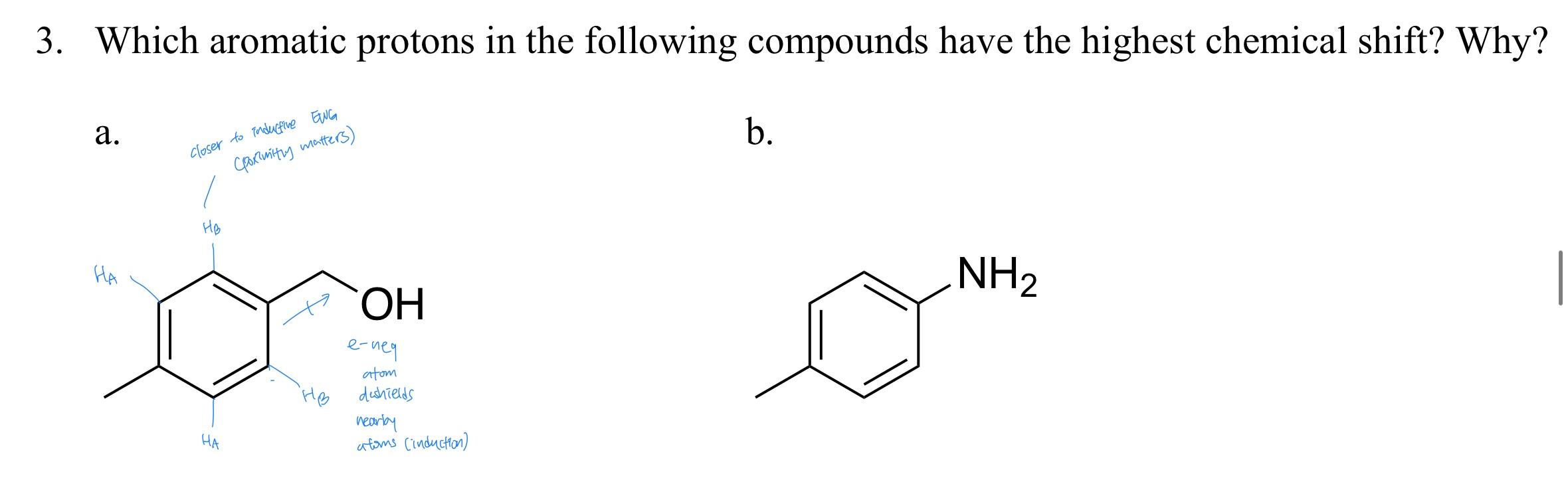 Solved 3. Which aromatic protons in the following compounds | Chegg.com