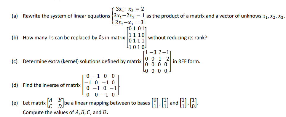 Solved (a) ﻿Rewrite the system of linear equations | Chegg.com