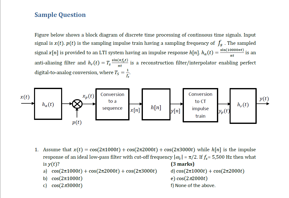 Solved Sample Question Figure below shows a block diagram of | Chegg.com