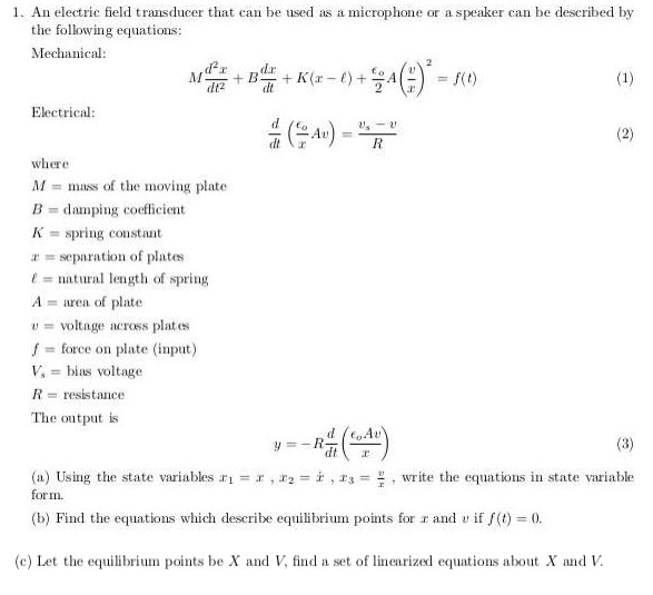 Solved 1. An electric field transducer that can be used as a | Chegg.com