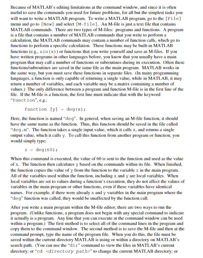 Solved MATLAB is a software package for high-performance | Chegg.com