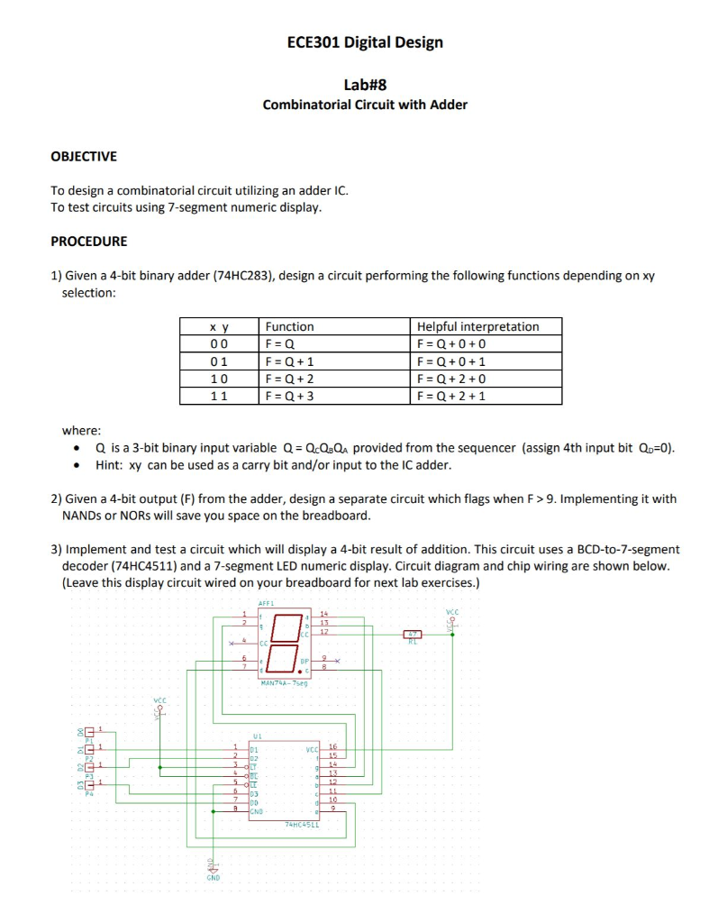 ECE301 Digital Design Lab#8 Combinatorial Circuit | Chegg.com