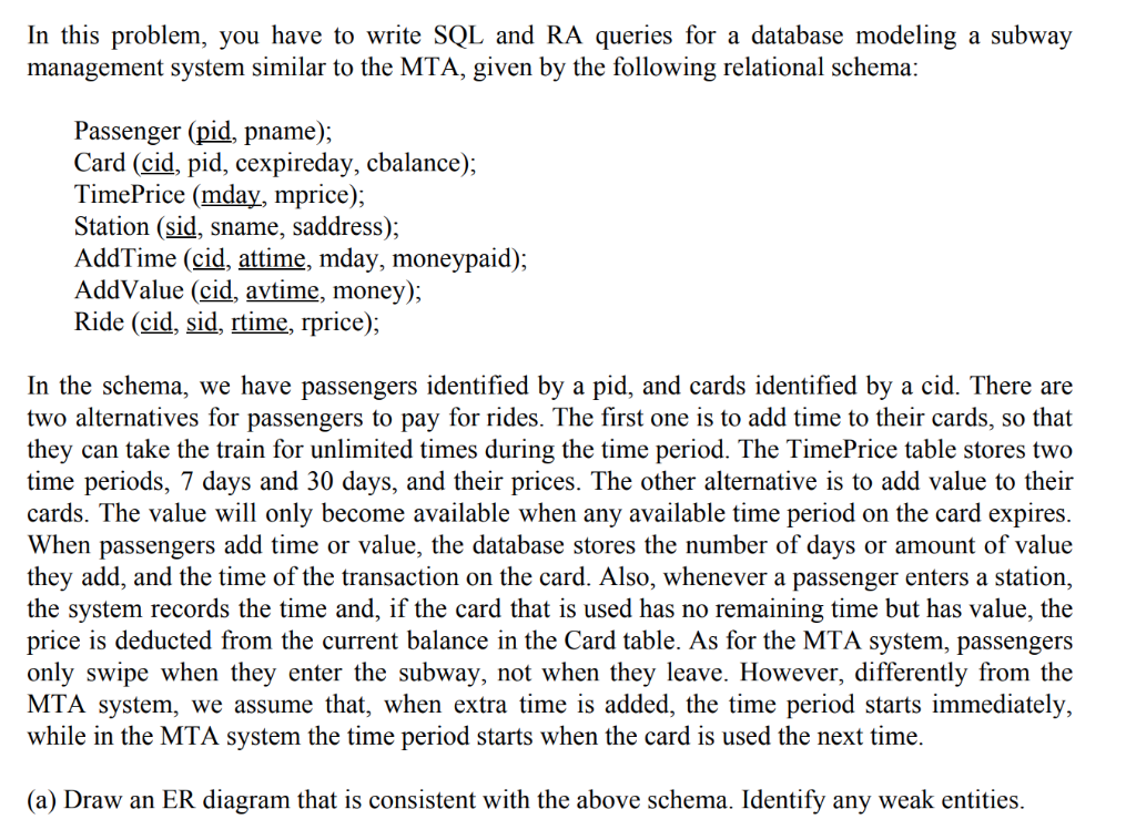 Solved In this problem, you have to write SQL and RA queries | Chegg.com