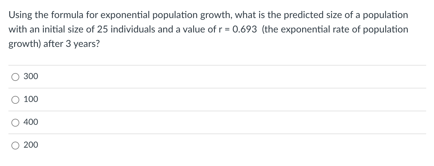 Solved Using the formula for exponential population growth, | Chegg.com
