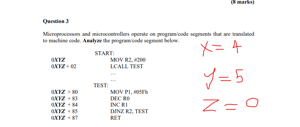 Solved (8 marks) Question 3 Microprocessors and | Chegg.com