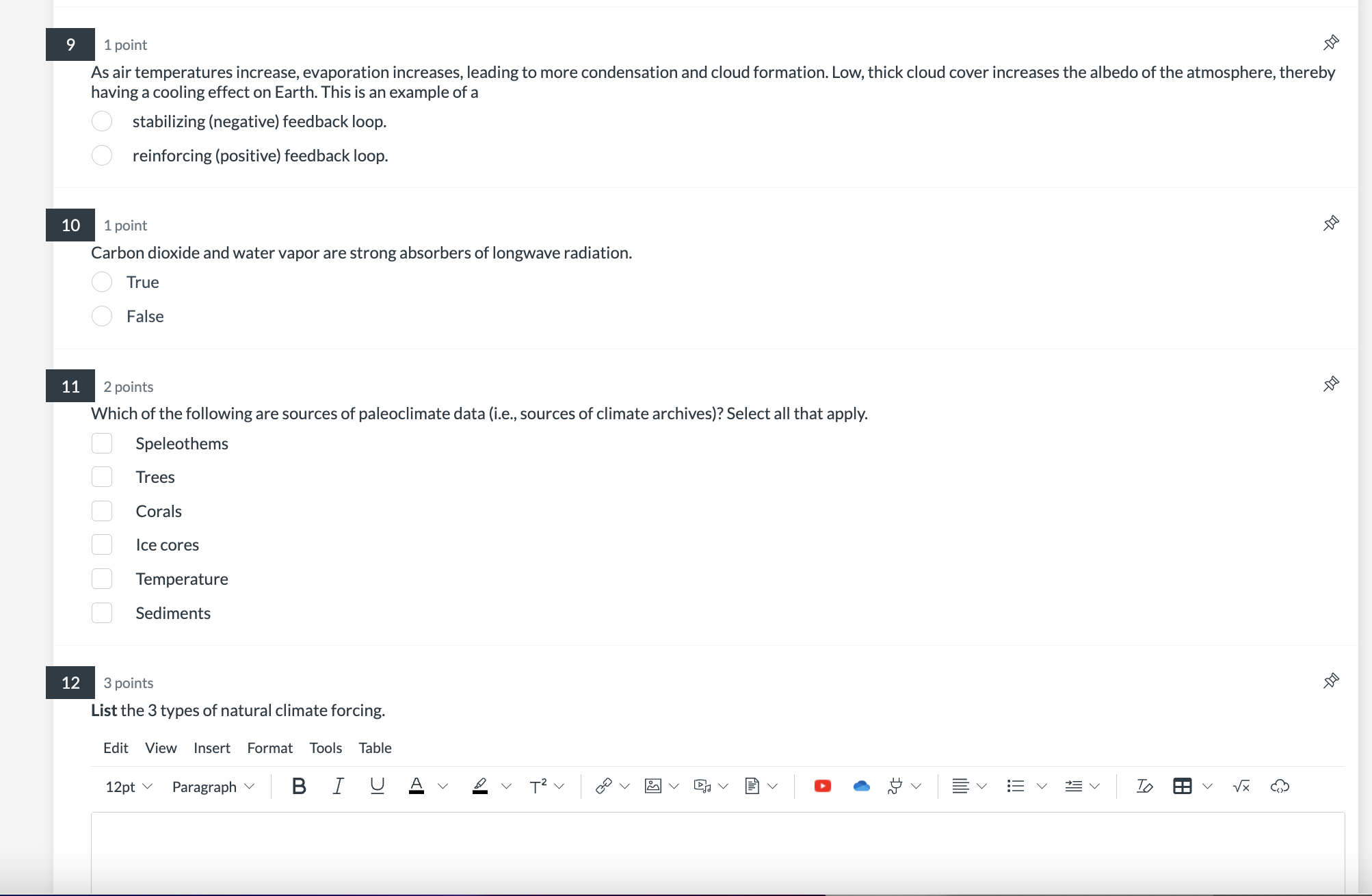 Solved 9. ﻿As air temperatures increase, evaporation | Chegg.com